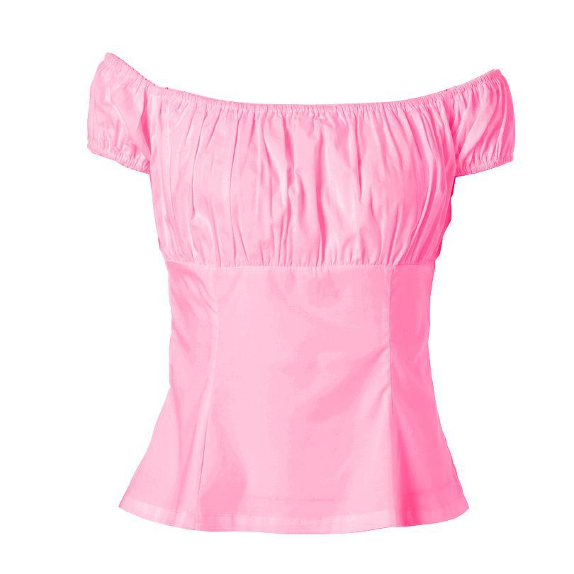 Pinup Peasant Top in Solid Pink – Glitz Glam and Rebellion